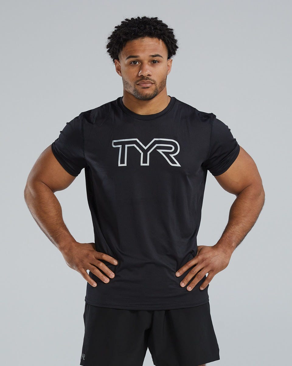 T-shirt TYR Airtec™ à grand logo pour homme - Uni/Chiné – TYR EU